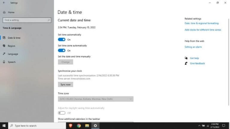 Windows 10 - Changing the System time and date Automatically
