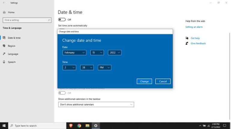 Windows 10 - Changing the System time and date Automatically